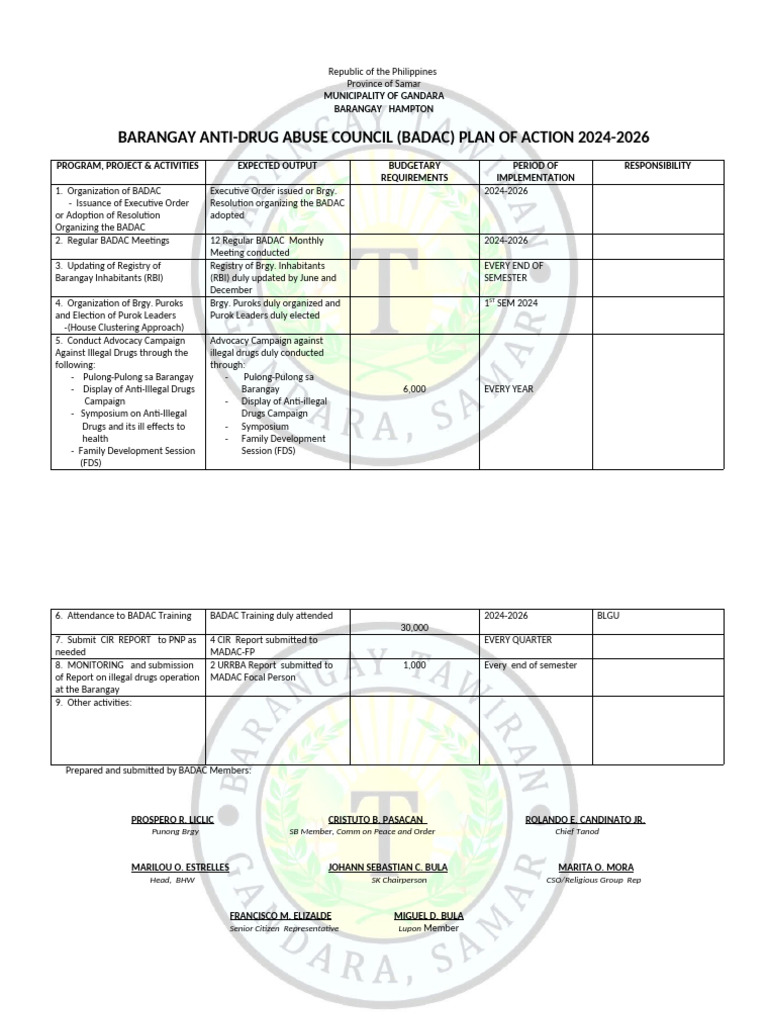 BADAC-ACTION-PLAN (1) | PDF | Philippines