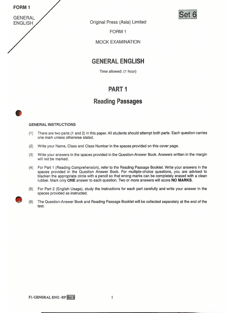 S1 Mock Paper Set 6 | PDF