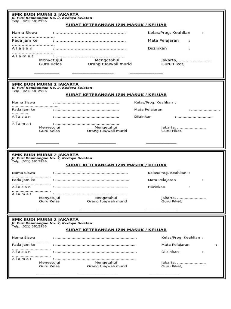 Surat Izin Keluar | PDF