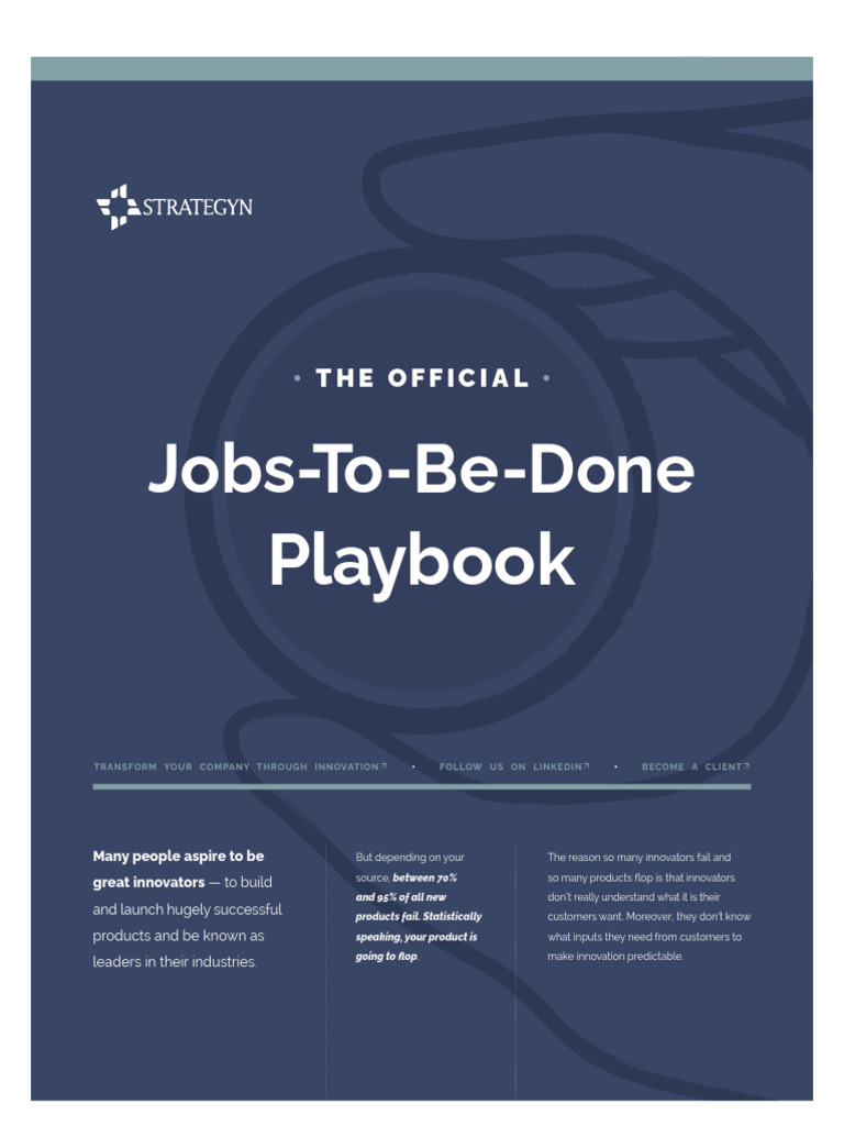 Jobs-to-Be-Done Playbook Overview | PDF | Marketing | Innovation