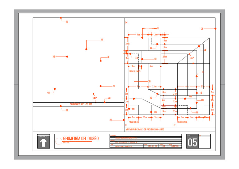 Lamina N°05 - Proyecciones Isométricas | PDF | Dibujo técnico