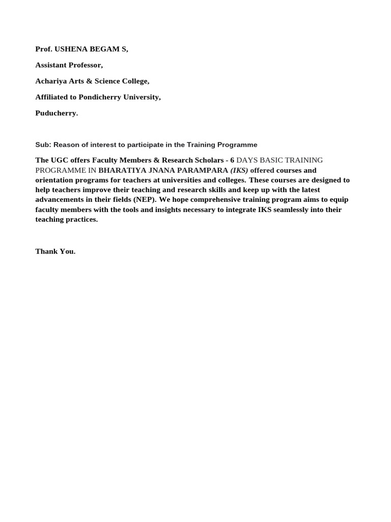 Ugc Programme Ushena Begam | PDF