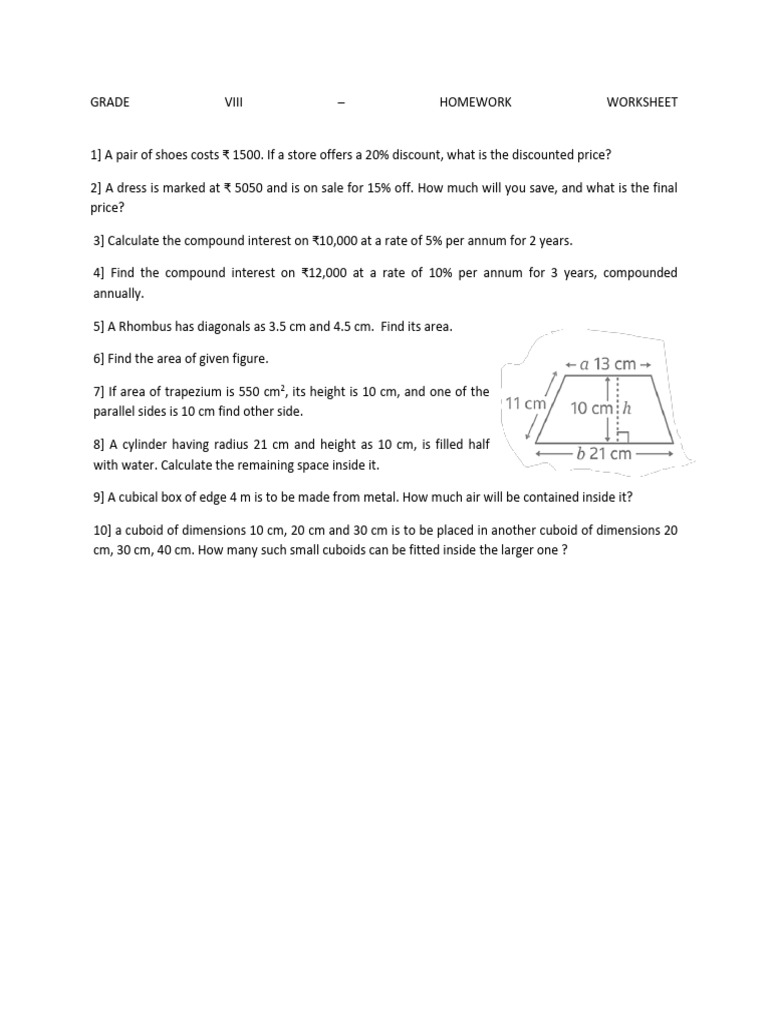 GRADE VIII Homework 13-12-24 | PDF