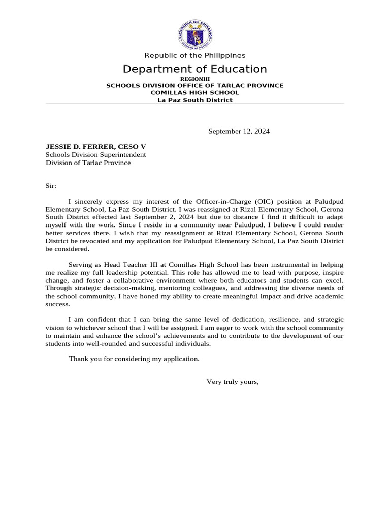 Intent Letter-OIC With Sig | PDF
