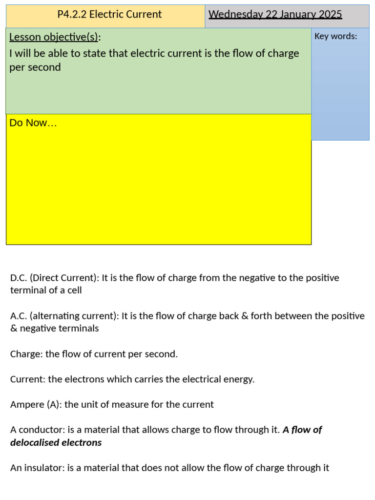P4.2.2 Electric Current | PDF | Electric Power | Electric Current