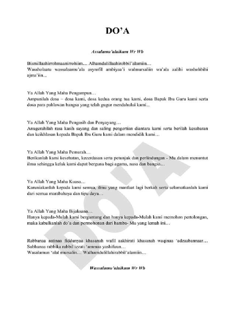 Teks Pembacaan Do'A | PDF
