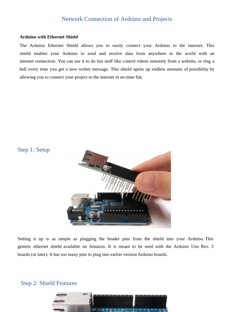 Arduino Ethernet Shield Projects Guide | PDF | Arduino | World Wide Web
