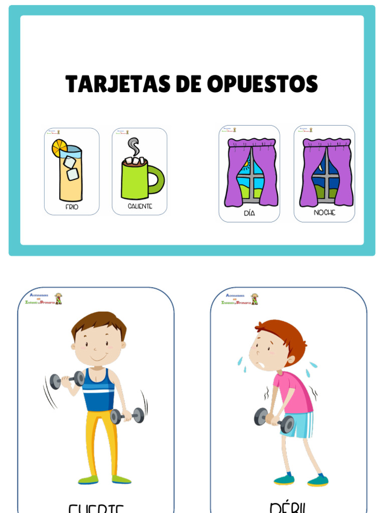 25 Divertidas Tarjetas de Opuestos O Antonimos | PDF