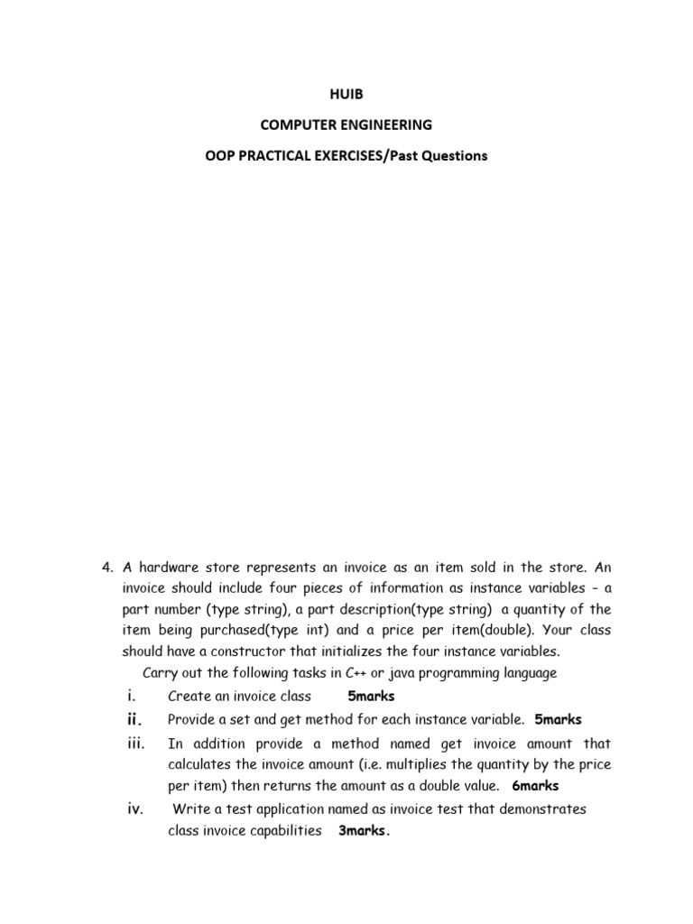 Oop Practical Exercises | PDF