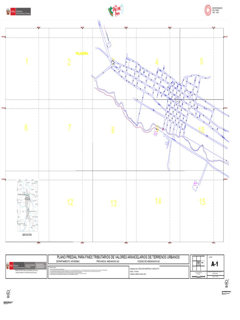 Plano Predial para Fines Tributarios de Valores Arancelarios de Terrenos Urbanos | PDF | Datos ...
