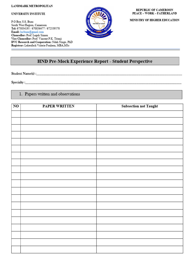 HND Pre-Mock Experience Report - Student Perspective | PDF