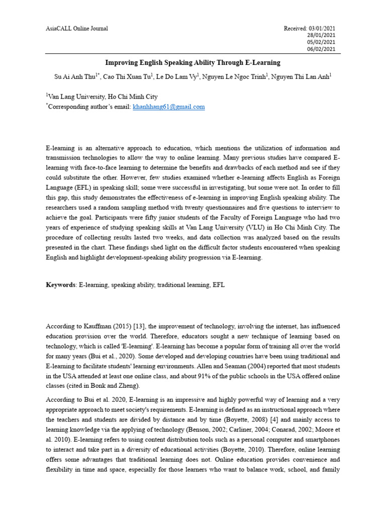 E-learning Van Lang | PDF | Educational Technology | English As A Second Or Foreign Language