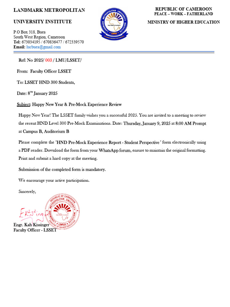 LSSET Pre-Mock Review Meeting Notice | PDF