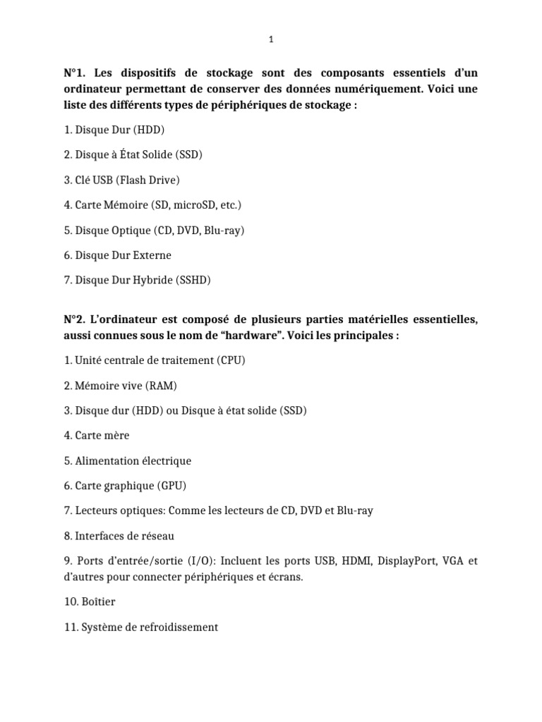 Périphériques et générations d'ordinateurs | PDF | Disque dur | Entrée ...