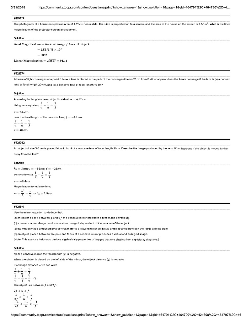 CBSE 10 Physics Light Reflection and Refraction | PDF