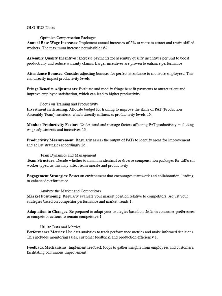 GLO-BUS Notes.docx | PDF