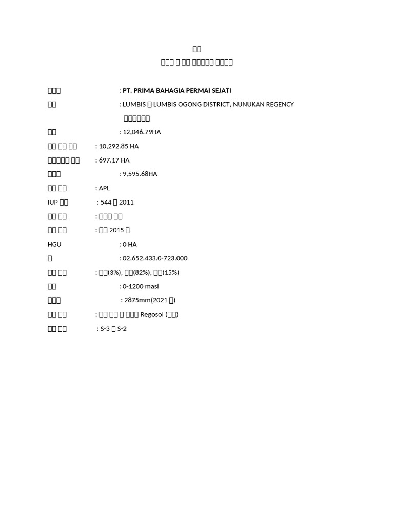 Executive Sumary Pt. Primabahagia Permai Sejati (Korean) | PDF