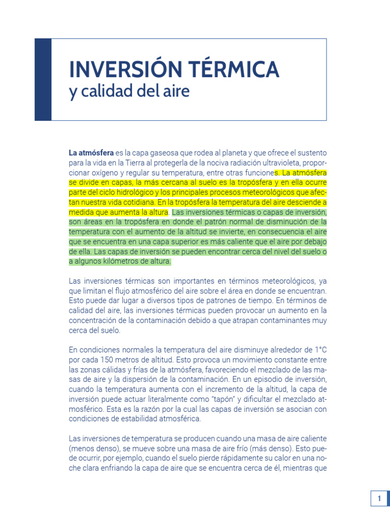 Inversion Termica | PDF | Atmósfera | Atmósfera de tierra