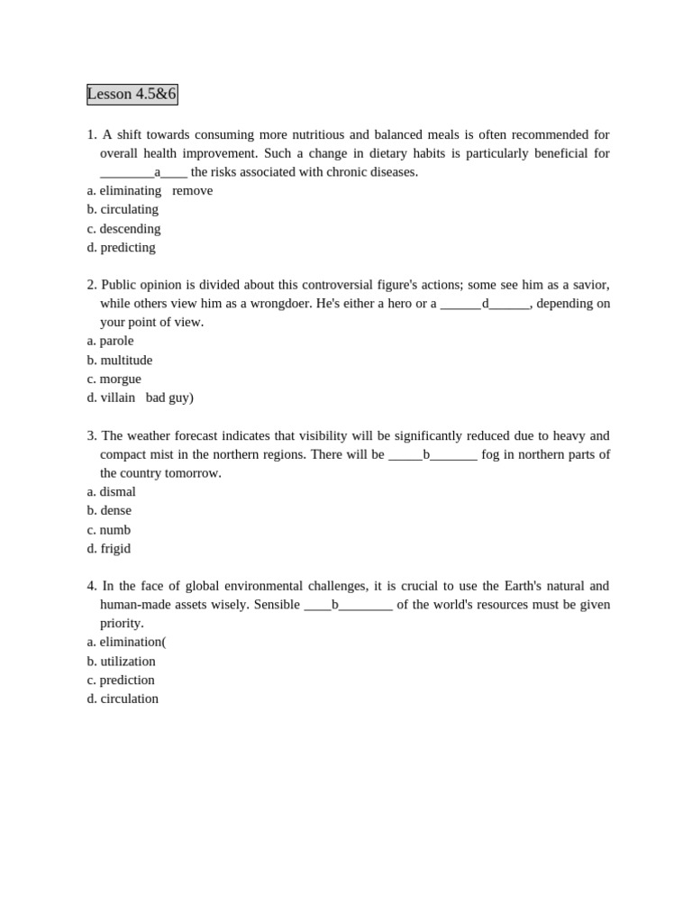 504 Vocabulary Questions Part B | PDF