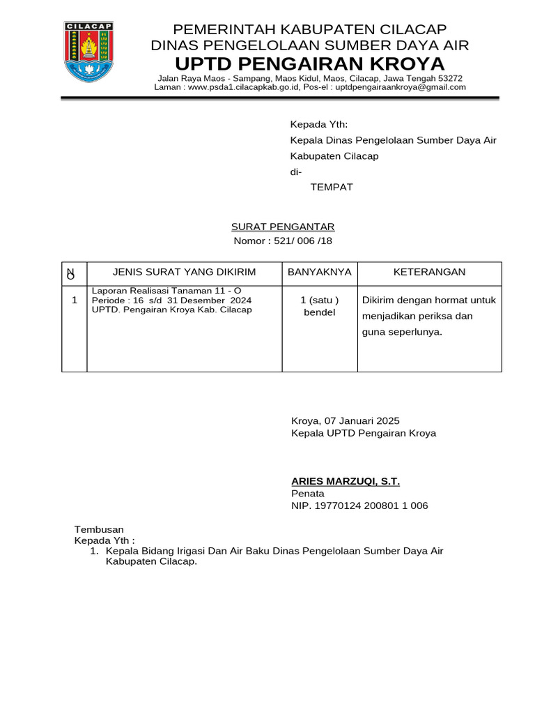 Laporan Realisasi Tanaman UPTD Kroya | PDF