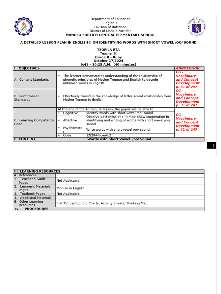 Detailed Lesson Plan in English 2 (2ND Quarter) | PDF | Learning | Teachers
