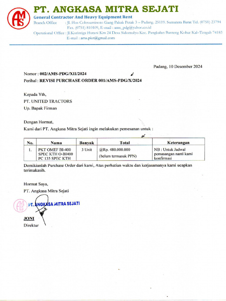 Revisi Ut Omef Po 002 | PDF