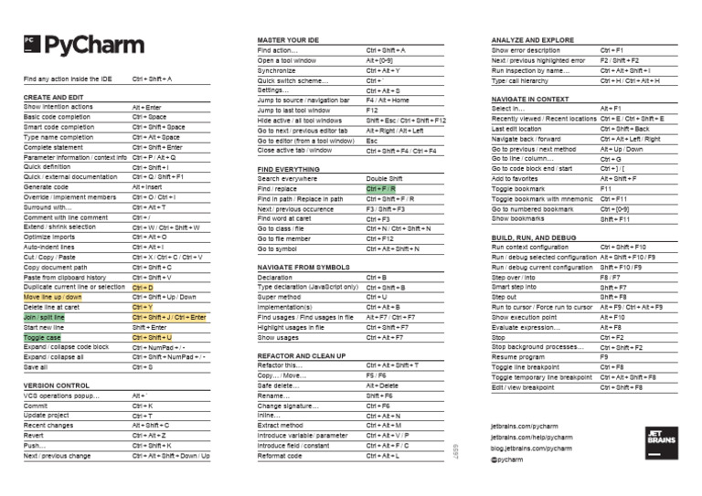 PyCharm_ReferenceCard - Modified | PDF | Areas Of Computer Science | Software Engineering