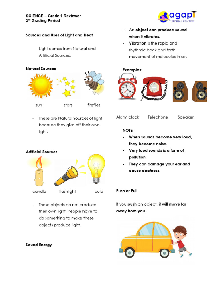 3rd Grading G1 Science | PDF | Light | Force