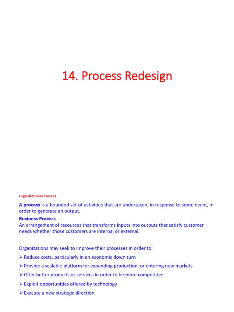 14. Process Redesign | PDF | Inventory | Business Economics