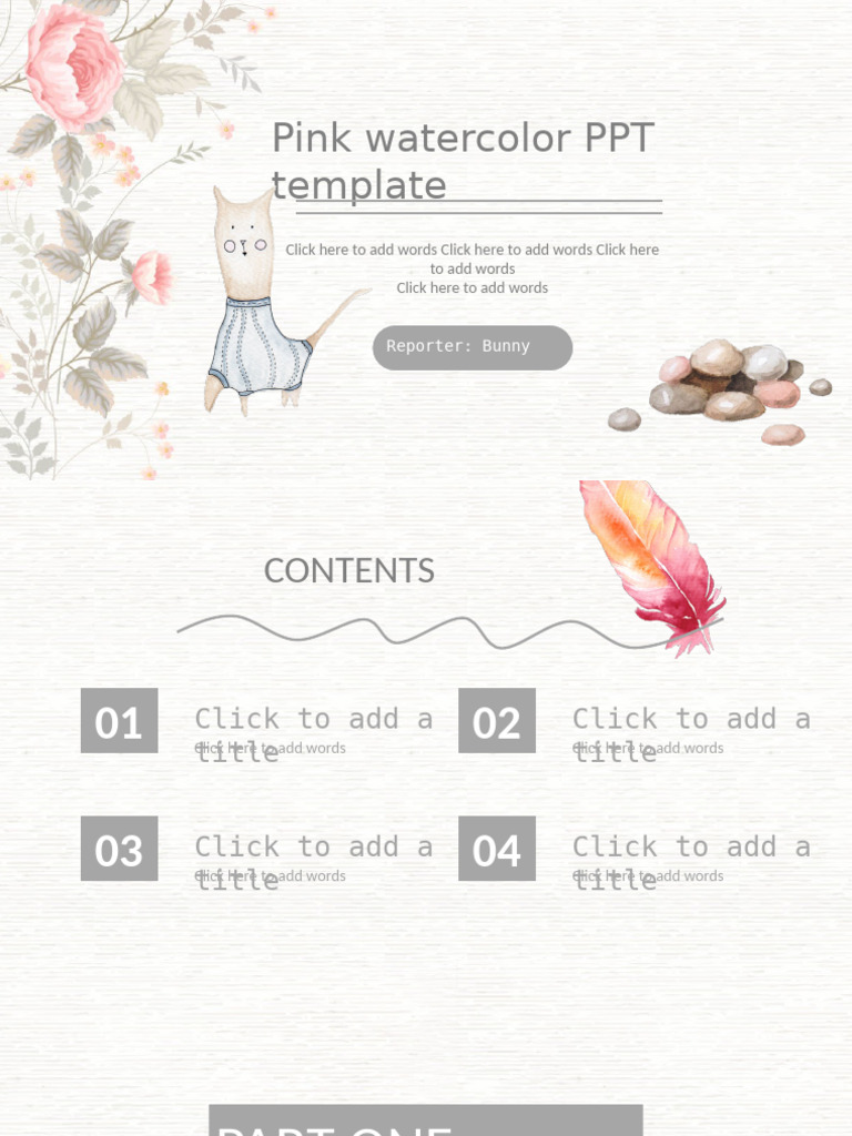 Pink Watercolor PPT Template Material | PDF