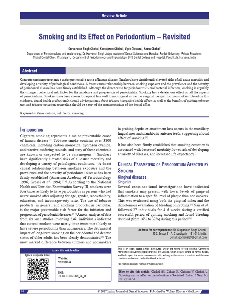 SMOKING IN PERIO DEPARTMENT | PDF | Periodontology | Smoking