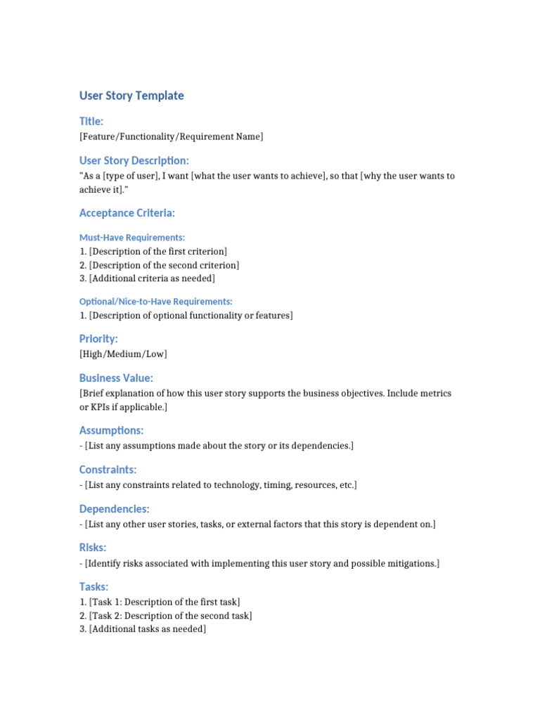User_Story_Template | PDF