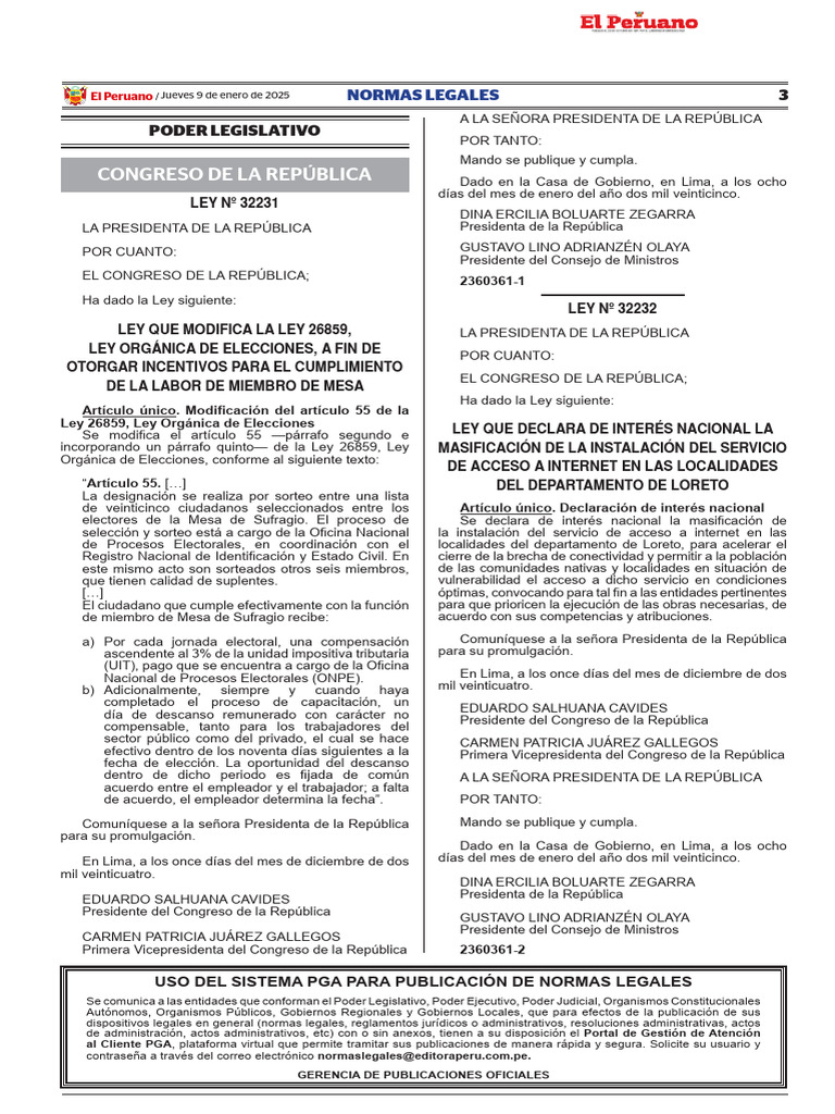 Congreso de La República: Normas Legales | PDF | Elecciones | Perú