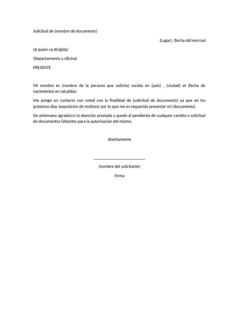 Formato Solicitud Documentos | PDF