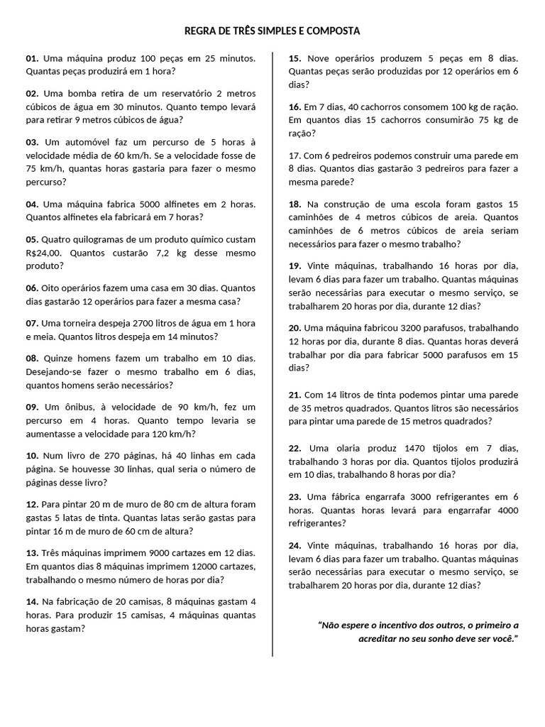 REGRA DE TRÊS SIMPLES E COMPOSTA | PDF