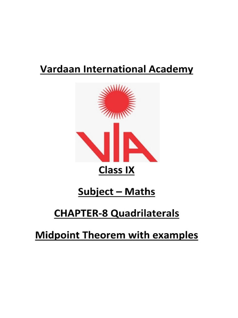 Topic: Quadrilaterals: Midpoint Theorem | PDF