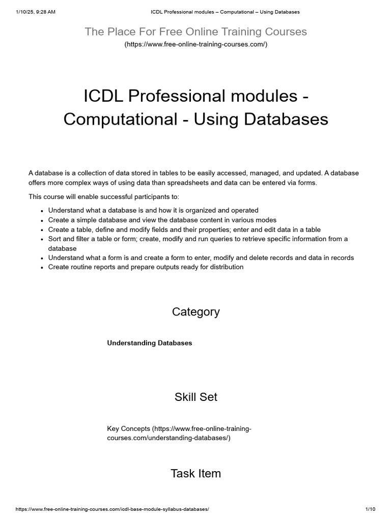 ICDL Professional Modules – Computational – Using Databases | PDF ... ICDL Professional Modules – Computational – Using Databases | PDF ...