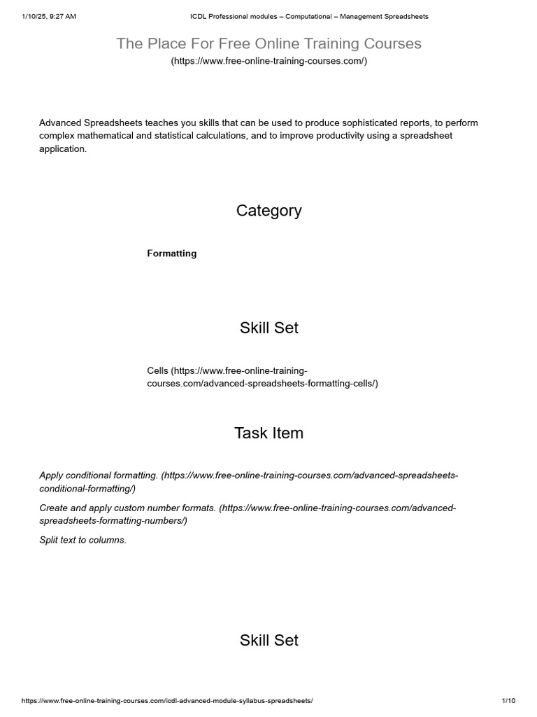 Advanced Spreadsheet Skills Guide | PDF | Spreadsheet | Computing