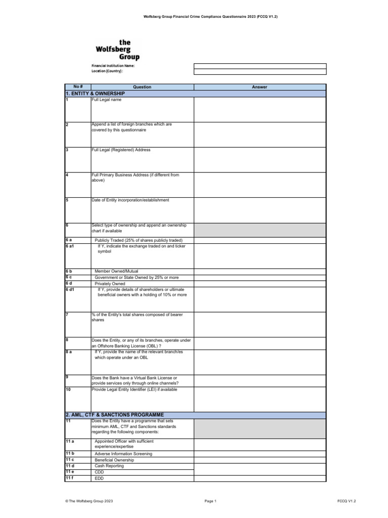 FCCQ v1.2 | PDF | Regulatory Compliance | Business