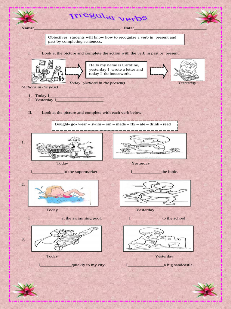 Irregular Verbs in Present and Past Fun Activities Games 32382 | PDF