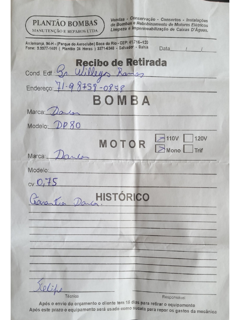 Recibo de Retirada de Equipamento | PDF