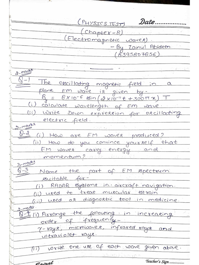 Electromagnetic Waves Test | PDF