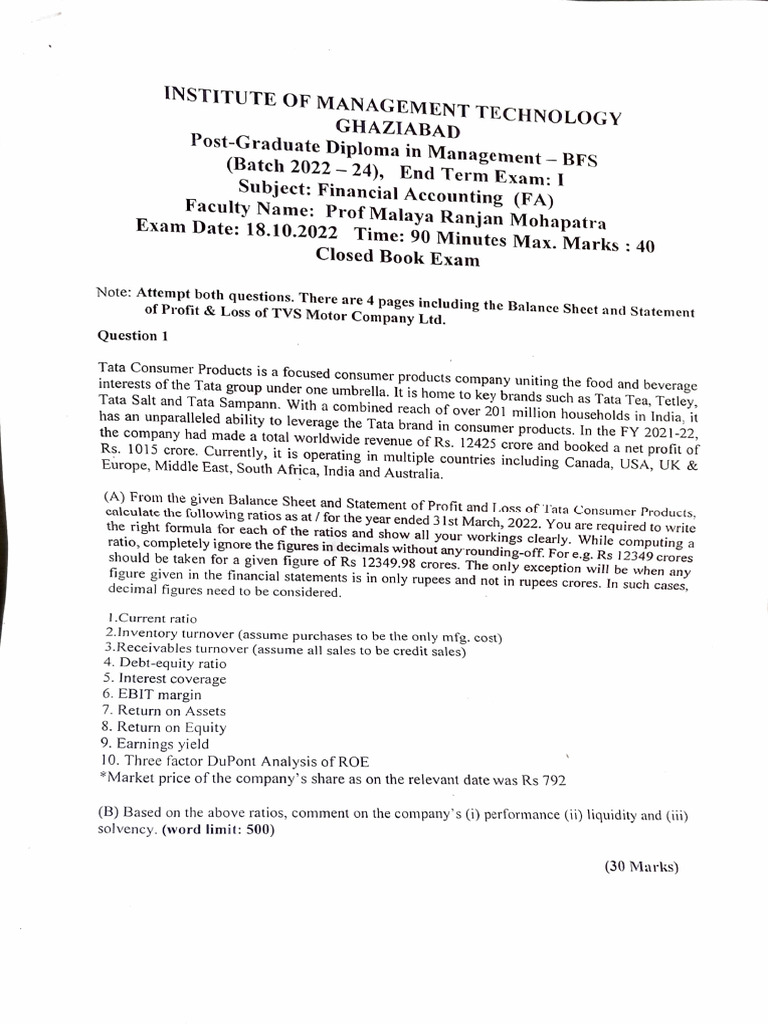 Bfs Question Paper Term 1 | PDF | Economics | Business