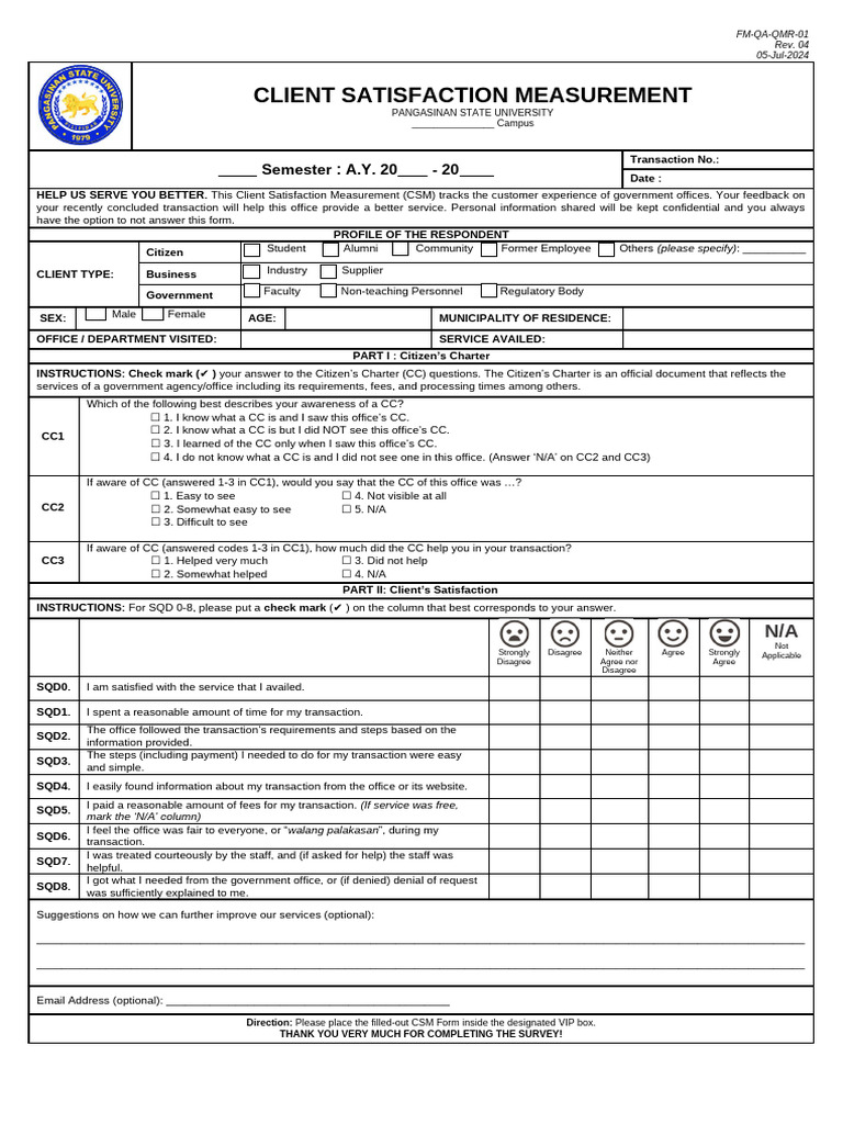 Client Satisfaction Measurement PSU | PDF | Business