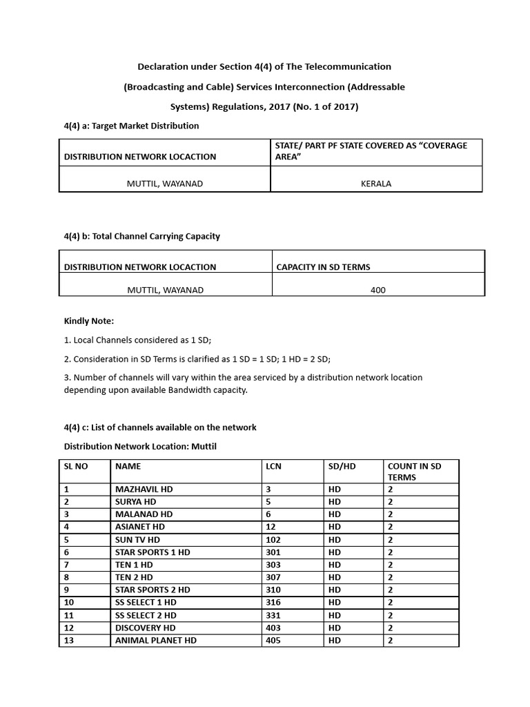 Declaration Under Section 4 | PDF | High Definition Television | Television