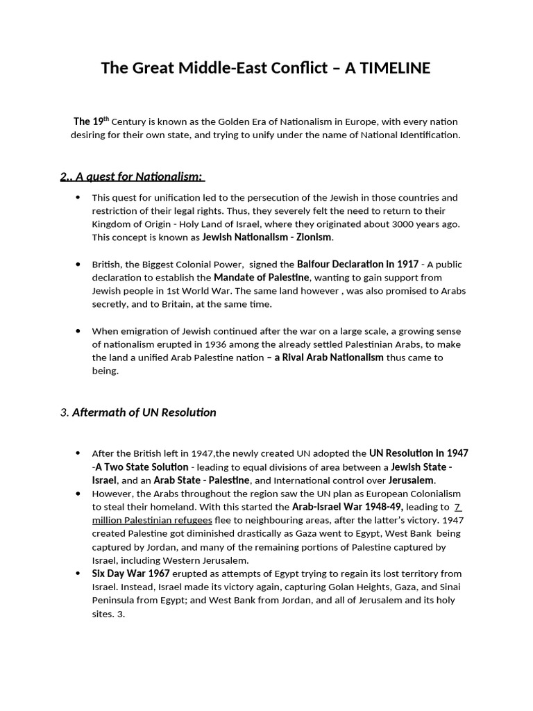 Middle East Conflict Timeline Overview | PDF | Israel | World Politics