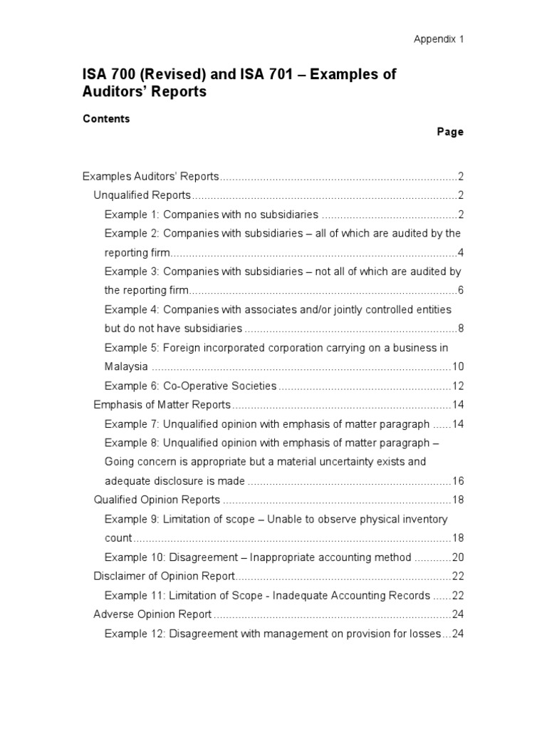 ISA 700 Sample Auditors Report | Audit | Auditor's Report