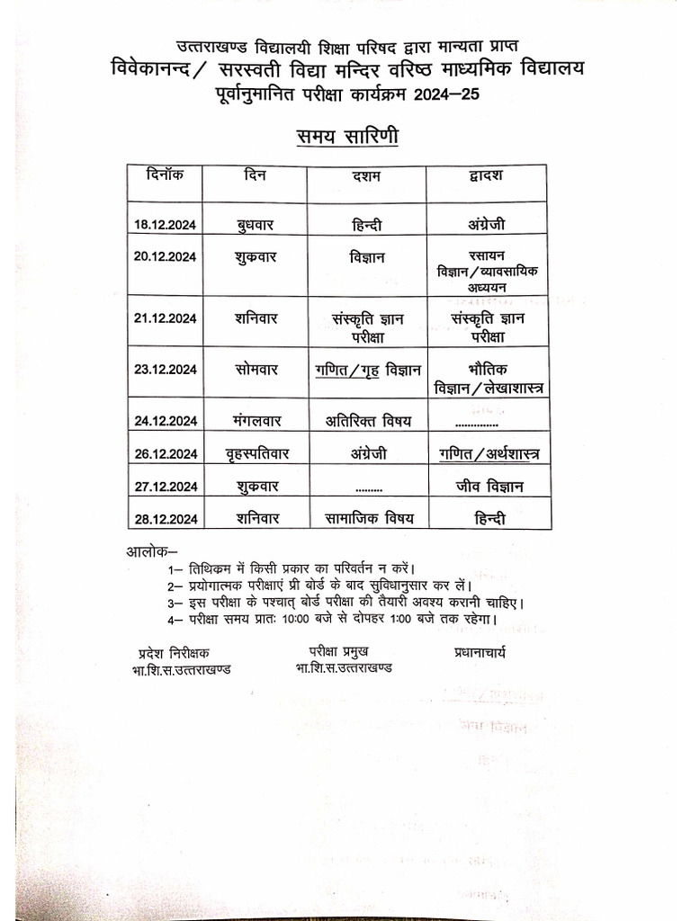 Pri Board Date Seat 2024 | PDF