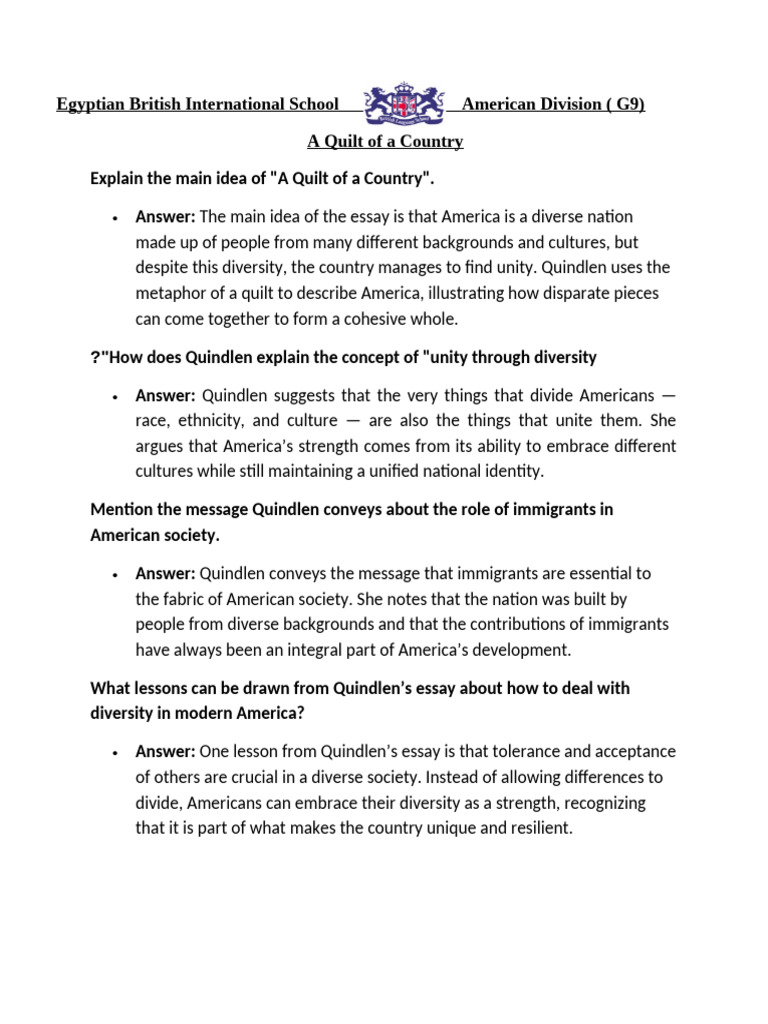 Unity in Diversity: America's Quilt | PDF