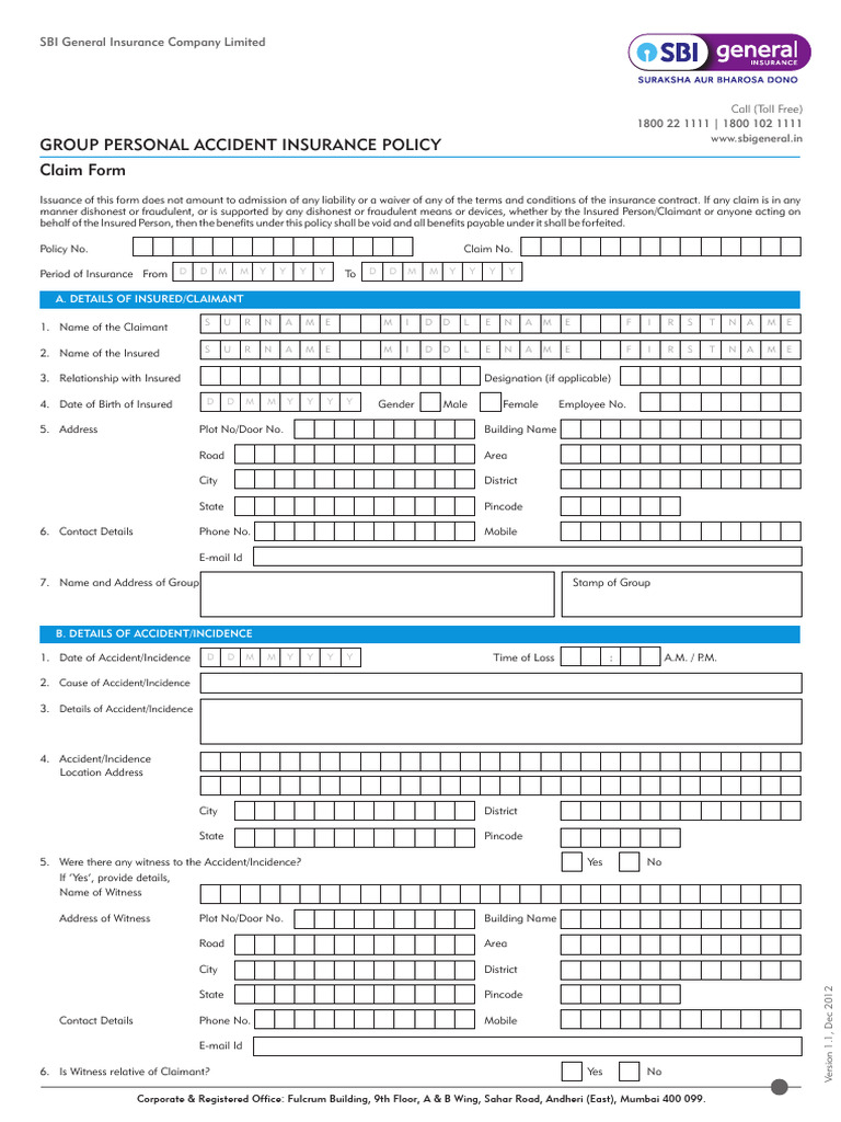 GPA Claim form (corporate) | PDF | Insurance | Cheque